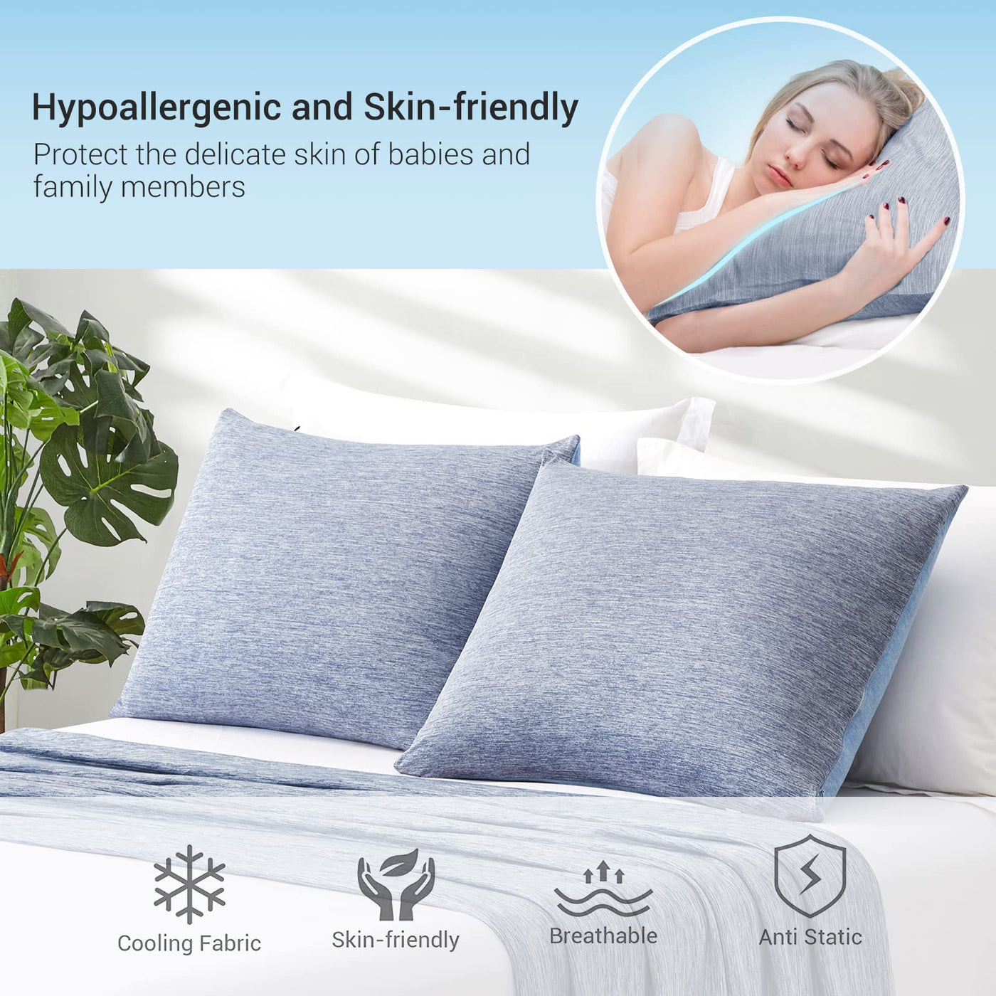 Revolutionary Blue Cooling Pillowcases Set of 2 – Arc-Chill Pro Q-Max